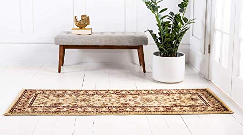 Unique Loom Voyage Collection Traditional Oriental Classic Area Rug (2' 7 x 12' 0 Runner, Ivory/Gold)