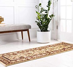 Unique Loom Voyage Collection Traditional Oriental Classic Area Rug (2' 7 x 12' 0 Runner, Ivory/Gold)