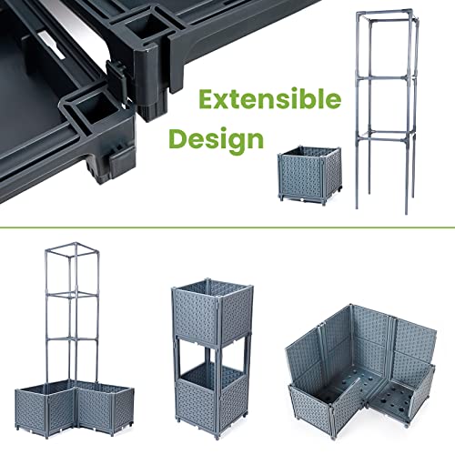 GREEN MOUNT Raised Garden Bed Planter Boxes with Trellis for Climbing Vegetables Plants Tomato Cage