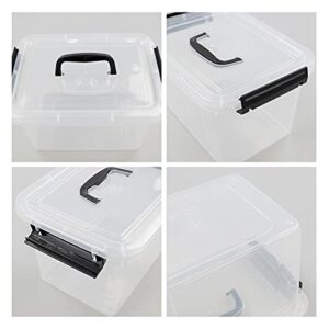 Hespama 5 Quart Small Storage Bin, Plastic Latching Box with Lid, 4 Packs, R