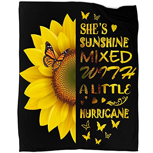 Sunflower Butterfly Blanket Soft Warm Lightweight Cozy Plush Throw Blanket Bed Couch Sofa Office Decor 50"x60" Gifts for Women…