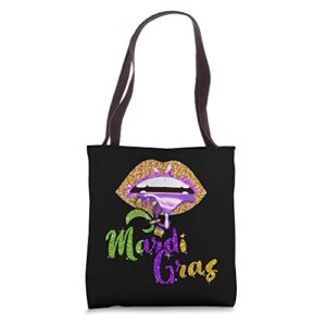 mardi gras 2021 gifts lip biting new orleans mobile festival tote bag