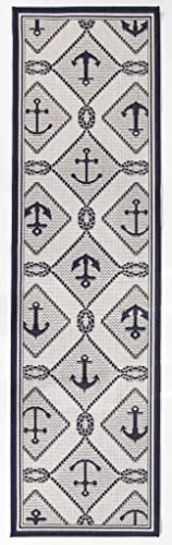 Balta Rugs Verne Nautical Trellis Indoor/Outdoor Area Rug White 2' x 7' Runner