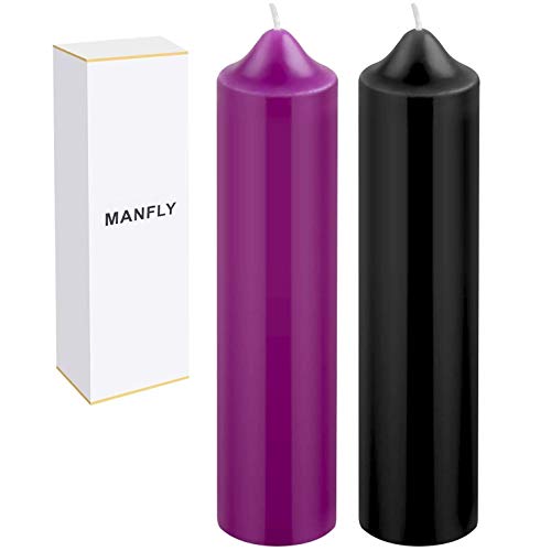 Low Temperature Candles, MANFLY Romantic Candles for Wedding Home Decor or Couples (Black & Purple)