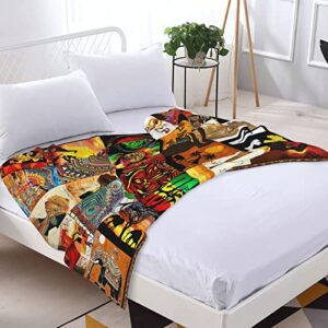 Bed Blanket American African Woman Collect Throw Blanket Soft Lightweight Micro Flannel Blankets for Living Room,Sofa,Couch 60"X50"