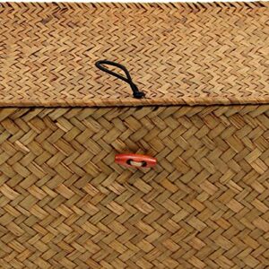 Casaphoria Large Square Sea Grass Baskets for Storage Seaweed Woven Sundries Baskets Sturdy and Durable Natural Material for Make-up with Lid Big Rectangular Seagrass Towel Baskets for Organizing