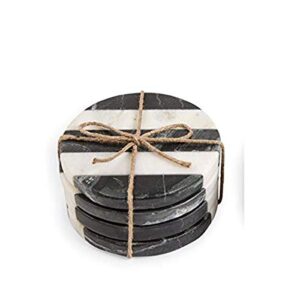 mud pie stripe black white coasters, 4″ dia