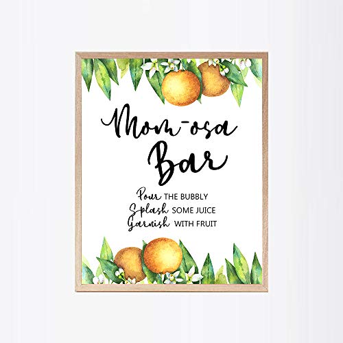 Mom-osa Bar Print, Orange Baby Shower Sign Poster, Funny Champagne Décor 8x10 Unframed