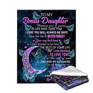 to my bonus daughter throw blanket, soft warm and cozy flannel fuzzy blanket for adults and kids 50x60in