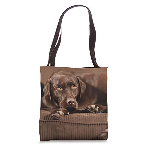 Sleepy Chocolate Lab Labrador Retriever Tote Bag