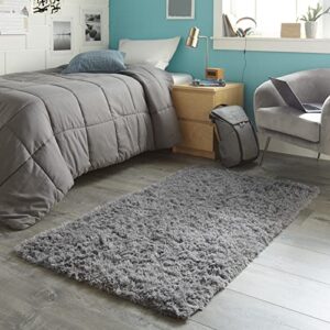 Ophanie Machine Washable 3 x 5 Feet Rugs for Bedroom, Fluffy Shaggy Bedside Floor Dorm Grey Area Rug, Soft Gray Fuzzy Non-Slip Indoor Room Carpet for Kids Boys Girls Teen Home Decor Aesthetic, Nursery