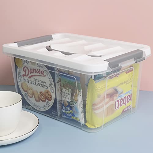 Hespama 5.5 Quart Storage Bin, Plastic Latching Box Container, 6 Packs