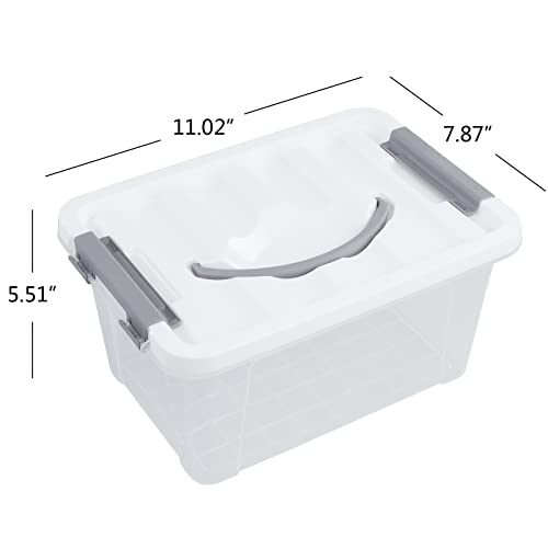 Hespama 5.5 Quart Storage Bin, Plastic Latching Box Container, 6 Packs