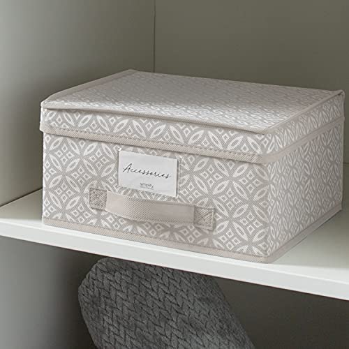 Simplify Medium Box in Grey Soft, 11" x 12" x 6" Boho Closet Storage Organization