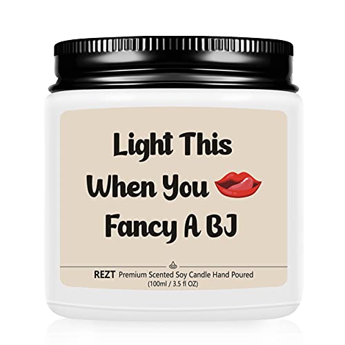 REZT Naughty Candle Gifts for Boyfriend Husband, Light This When You Fancy a BJ Funny Dating Gifts Ideas for Him, Anniversary, Birthday, Valentine’s Day (Lavender,Tiny 3.5oz)