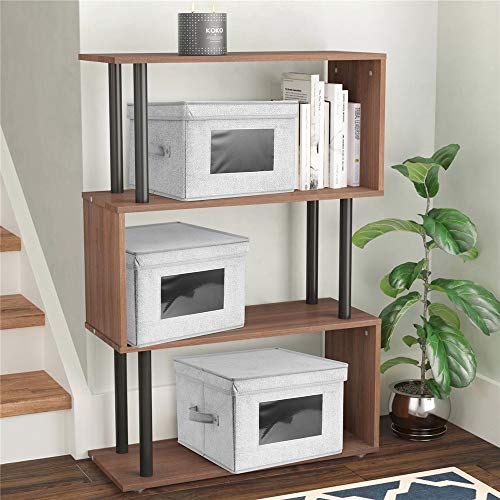 Fabric Storage Bins with Lids 12x12x8.5 In Cubes Storage Boxes with Window Grey White Foldable Storage Cubes Cloth Closet Bins Collapsible Cubes Storage Baskets Drawer Cubicle Inserts Storage for Organizer Closet Shelves ,QY-SC21-3