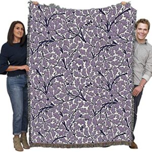 Pure Country Weavers William Morris Oak Tree Purple Blanket - Arts & Crafts - Gift Tapestry Throw Woven from Cotton - Made in The USA (72x54)