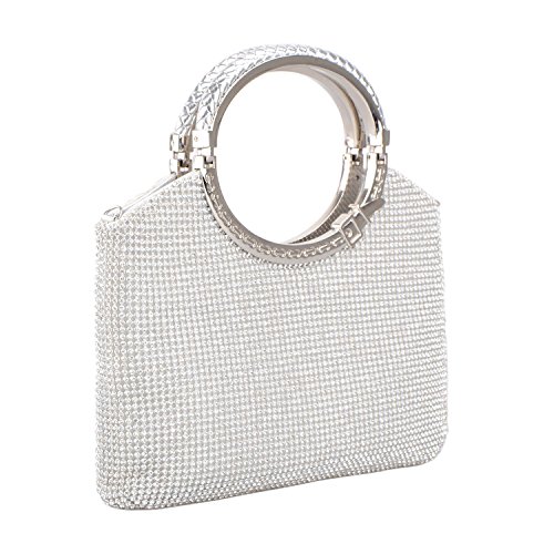 BAGLAMOR Women's Handbag Crystal Rhinestone Bag Evening Bags Wedding Clutch Purse (Silver #1)