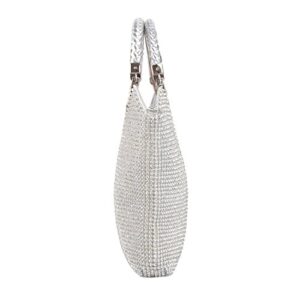 BAGLAMOR Women's Handbag Crystal Rhinestone Bag Evening Bags Wedding Clutch Purse (Silver #1)