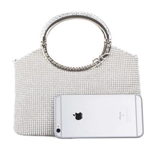 BAGLAMOR Women's Handbag Crystal Rhinestone Bag Evening Bags Wedding Clutch Purse (Silver #1)