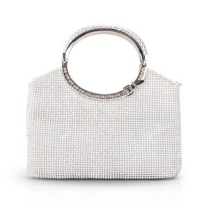 BAGLAMOR Women's Handbag Crystal Rhinestone Bag Evening Bags Wedding Clutch Purse (Silver #1)