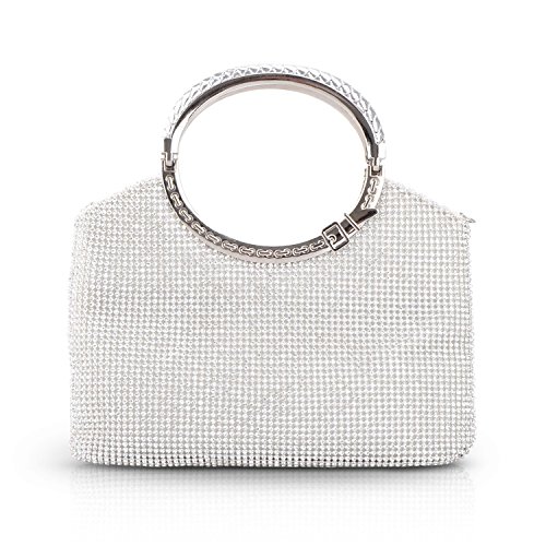 BAGLAMOR Women's Handbag Crystal Rhinestone Bag Evening Bags Wedding Clutch Purse (Silver #1)