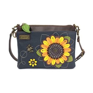 chala mini crossbody/purse with convertible strap stylish, compact, versatile – sunflower – navy