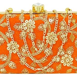 AILTINO Women's Box Clutch Purse Bag with sling chain (Orange)