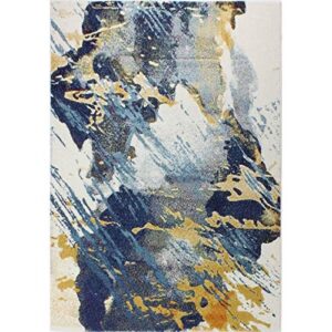 bashian everek neda 8’6″ x 11’6″ area rug in ivory and blue