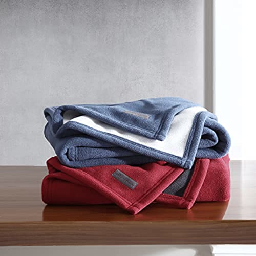 Eddie Bauer Ultra-Plush Collection Throw Blanket-Reversible Sherpa Fleece Cover, Soft & Cozy, Perfect for Bed or Couch, Red/Dark Smoke