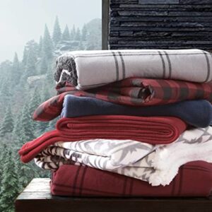 Eddie Bauer Ultra-Plush Collection Throw Blanket-Reversible Sherpa Fleece Cover, Soft & Cozy, Perfect for Bed or Couch, Red/Dark Smoke