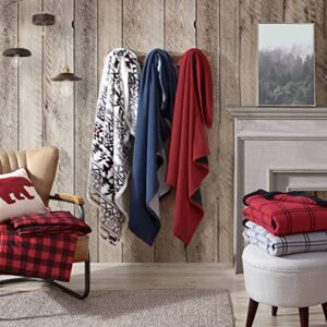 Eddie Bauer Ultra-Plush Collection Throw Blanket-Reversible Sherpa Fleece Cover, Soft & Cozy, Perfect for Bed or Couch, Red/Dark Smoke