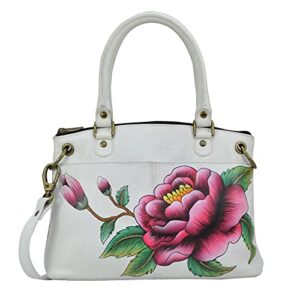 anna by anuschka leather small satchel, peony-ivory