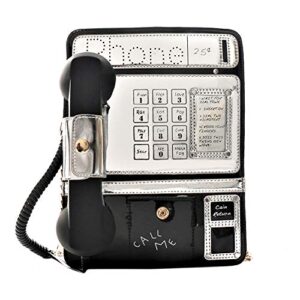 kuang! women reflective laser fashion telephone shaped shoulder bag ladies funny crossbody bag chain purse for girls