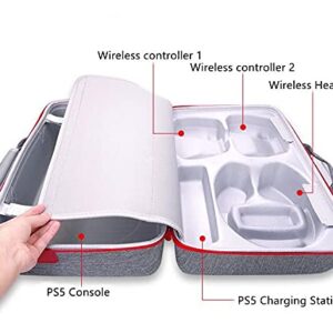 KANG YU Storage Carrying Case Hard Shell Compatible with PS5,Waterproof shoulder bag Compatible with Playstation 5 Console , Storage Controllers, Cables and Other Accessorie