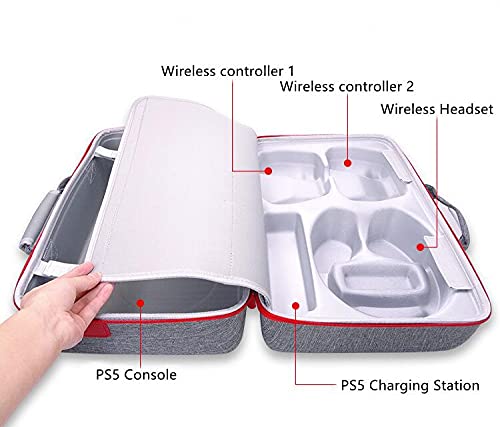 KANG YU Storage Carrying Case Hard Shell Compatible with PS5,Waterproof shoulder bag Compatible with Playstation 5 Console , Storage Controllers, Cables and Other Accessorie