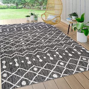 jonathan y smb131e-3 nokat tribal bohemian indoor outdoor area-rug bohemian rustic easy-cleaning bedroom kitchen backyard patio non shedding, 3 x 5, black/ivory