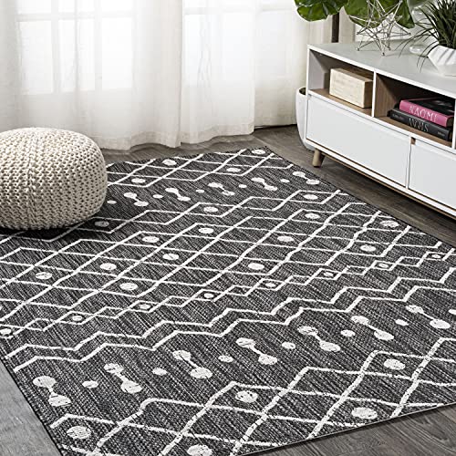 JONATHAN Y SMB131E-3 Nokat Tribal Bohemian Indoor Outdoor Area-Rug Bohemian Rustic Easy-Cleaning Bedroom Kitchen Backyard Patio Non Shedding, 3 X 5, Black/Ivory