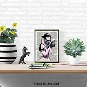 Banksy Snow White Hand Grenade Bandana Poster - Graffiti Wall Art Decor, Room Decoration for Bedroom, Dorm, Living Room - Gift for Teens, Urban Street Art Fans, Men Women - 8x10 UNFRAMED