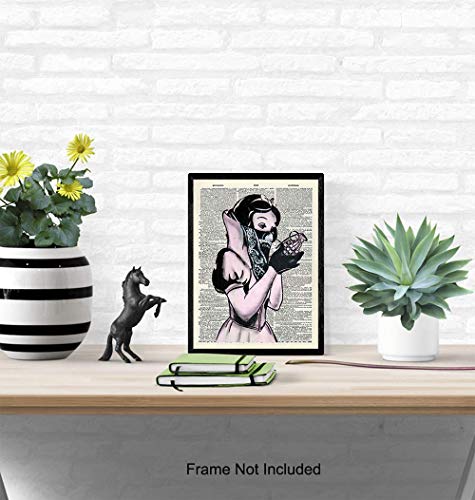 Banksy Snow White Hand Grenade Bandana Poster - Graffiti Wall Art Decor, Room Decoration for Bedroom, Dorm, Living Room - Gift for Teens, Urban Street Art Fans, Men Women - 8x10 UNFRAMED