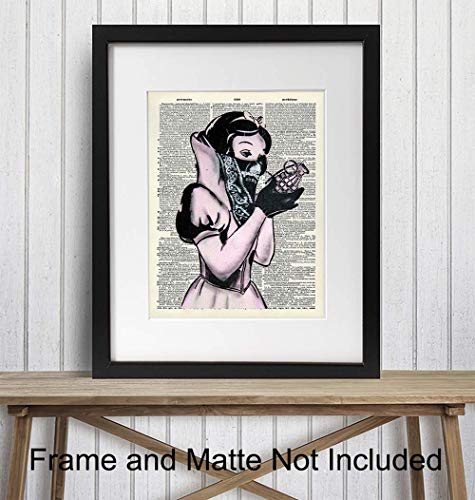 Banksy Snow White Hand Grenade Bandana Poster - Graffiti Wall Art Decor, Room Decoration for Bedroom, Dorm, Living Room - Gift for Teens, Urban Street Art Fans, Men Women - 8x10 UNFRAMED