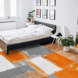 Olivefox Rugs Abstract Geometric Oil Painting Orange Area Rug Non-Slip Stain-Proof Accent Area Rug for Bedroom Living Room Home Decoration, 2x3 Feet Soft Rectangle Carpet Super Absorbent