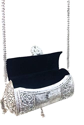 Women Silver Handmade Ethnic gift Brass Metal bag antique bridal clutch