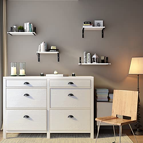 WELLAND White Floating Shelves for Bedroom Set of 3 Wall Shelves for Bathroom/Living Room/Kitchen- 11inch, 14inch, 16inch