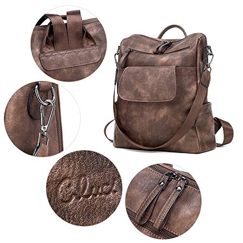 CLUCI Leather Backpack Purse for Women, Large Fashion Convertible Anti-theft, Travel Backpack Purses