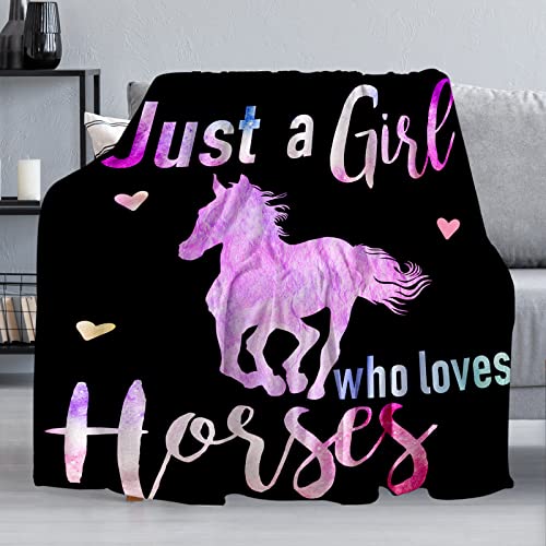 Soft Warm Fuzzy Fleece Plush Blanket 50''x60'', Smooth Cozy Flannel Throw Blanket for Bed/Couch/Office/Camping (Pink Horse)