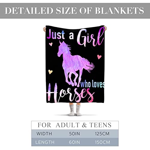 Soft Warm Fuzzy Fleece Plush Blanket 50''x60'', Smooth Cozy Flannel Throw Blanket for Bed/Couch/Office/Camping (Pink Horse)