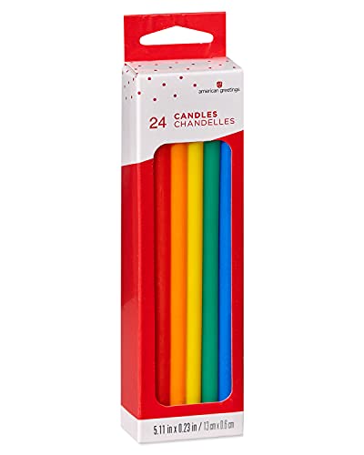 American Greetings Birthday Candles, Long Thin Multicolored (24-Count)