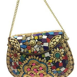 Multi color metal mosaic clutch Wallet purse party bag for women Wedding Box Clutch for Women