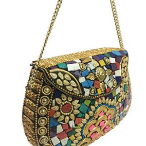 Multi color metal mosaic clutch Wallet purse party bag for women Wedding Box Clutch for Women